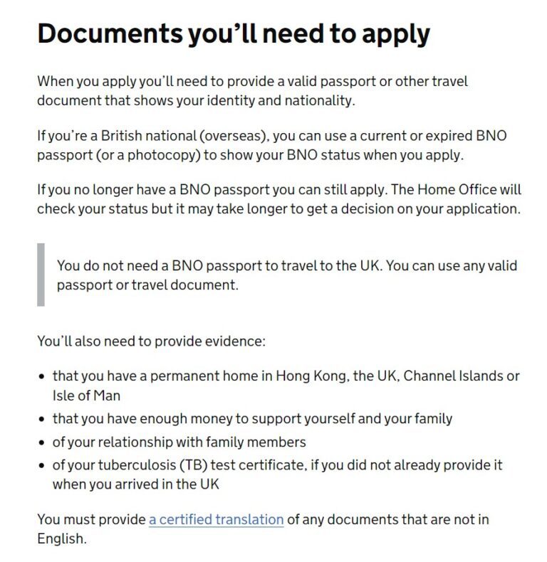 BNO Visa (5+1) 申請指引中文版. 文件不足, 簽證可能會被拒絕.